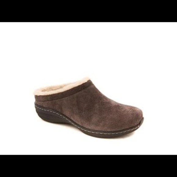Aetrex | Shoes | Aetrex Orthopedic Robin Suede Faux Fur Lined Clog ...